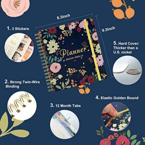 2023 Planner - Weekly & Monthly Planner 2023 with Stickers, Dated Jan 2023 - Dec 2023, 8.9" x 9.3", 12 Month Hardcover Planner for Women, Daily Spiral Agenda with Tabs, Laminated Dividers, Flower