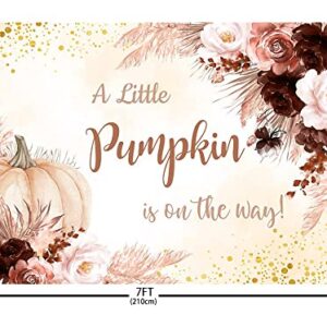 MEHOFOND 7x5ft Pumpkin Baby Shower Backdrop for Girl Fall Boho Baby Shower Party Decorations Little Pumpkin is on The Way Banner Thanksgiving Baby Shower Background Photo Booth Studio