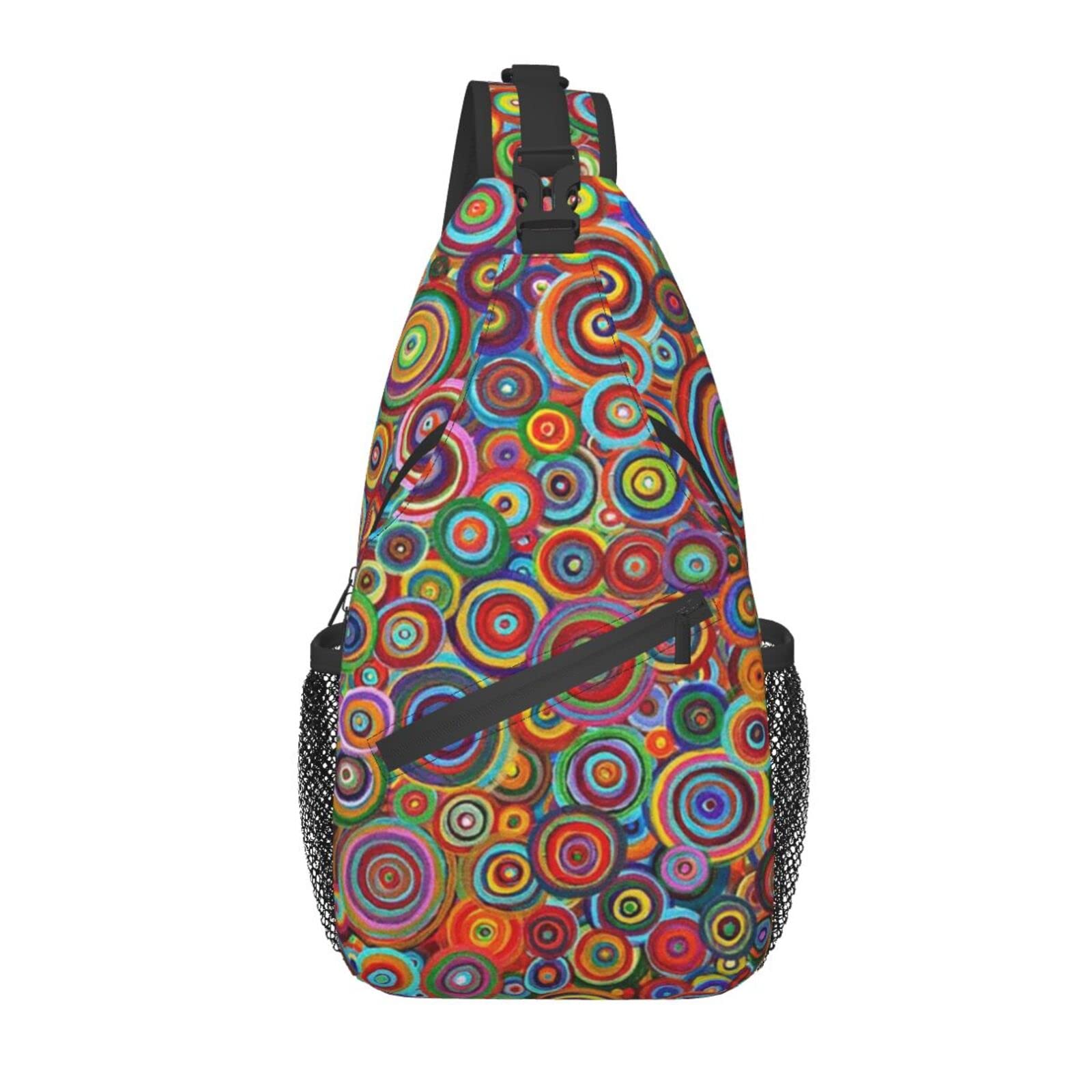 AMRANDOM Unisex Chest Crossbody Anti-Theft Sling Bag Chest Casual Sling Bag Multipurpose Psychedelic Trippy Art Candle Crossbody Sling Backpack Daypack