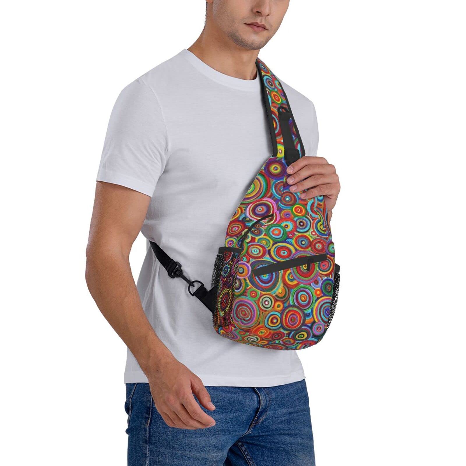 AMRANDOM Unisex Chest Crossbody Anti-Theft Sling Bag Chest Casual Sling Bag Multipurpose Psychedelic Trippy Art Candle Crossbody Sling Backpack Daypack