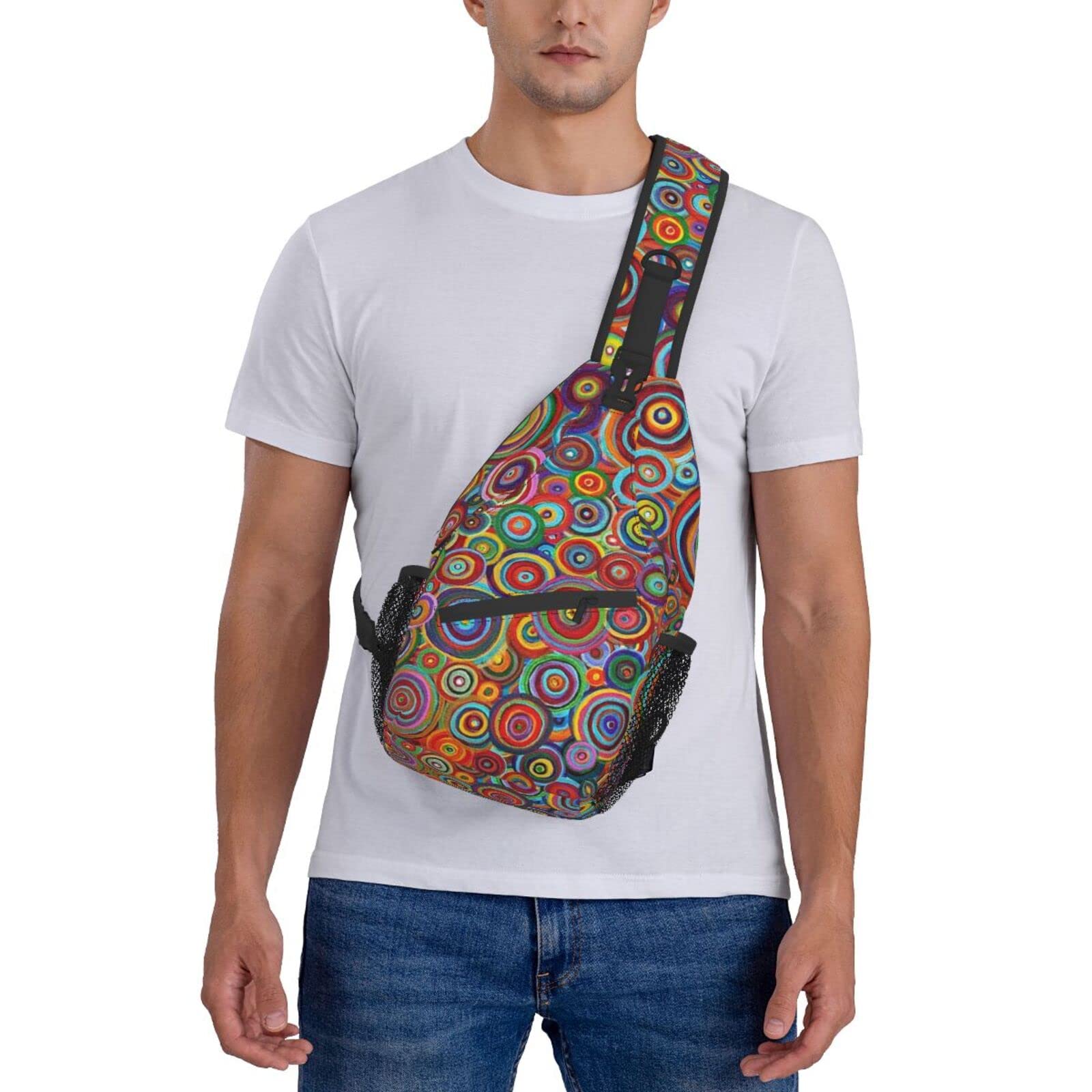 AMRANDOM Unisex Chest Crossbody Anti-Theft Sling Bag Chest Casual Sling Bag Multipurpose Psychedelic Trippy Art Candle Crossbody Sling Backpack Daypack