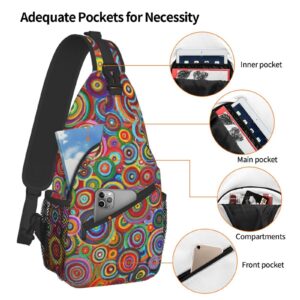 AMRANDOM Unisex Chest Crossbody Anti-Theft Sling Bag Chest Casual Sling Bag Multipurpose Psychedelic Trippy Art Candle Crossbody Sling Backpack Daypack