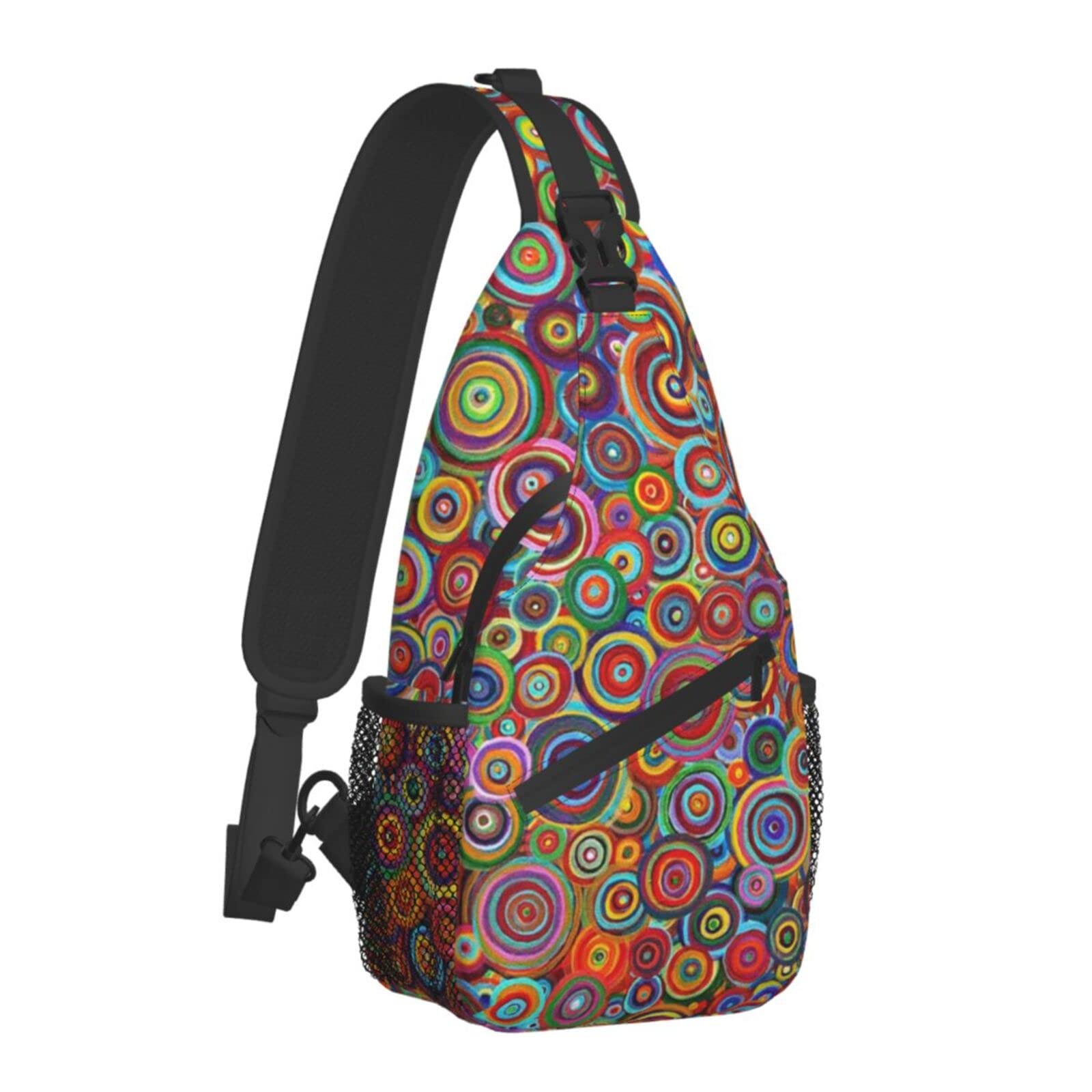 AMRANDOM Unisex Chest Crossbody Anti-Theft Sling Bag Chest Casual Sling Bag Multipurpose Psychedelic Trippy Art Candle Crossbody Sling Backpack Daypack