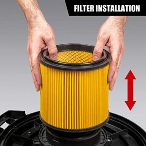 Vacmaster Replacement Standard Dry Cartidge Filter & Retainer Fits Vacmaster 5 to 20 Gallon Wet and Dry Vacuum