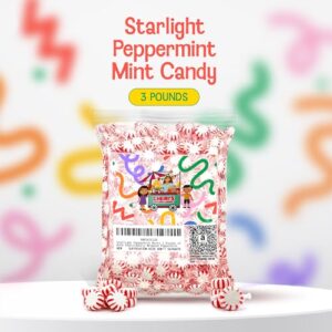 Cheri's Kitchen Corner Starlight Peppermint Mints 3 Pounds of Breath Mints- Bulk Individually Wrapped Peppermint