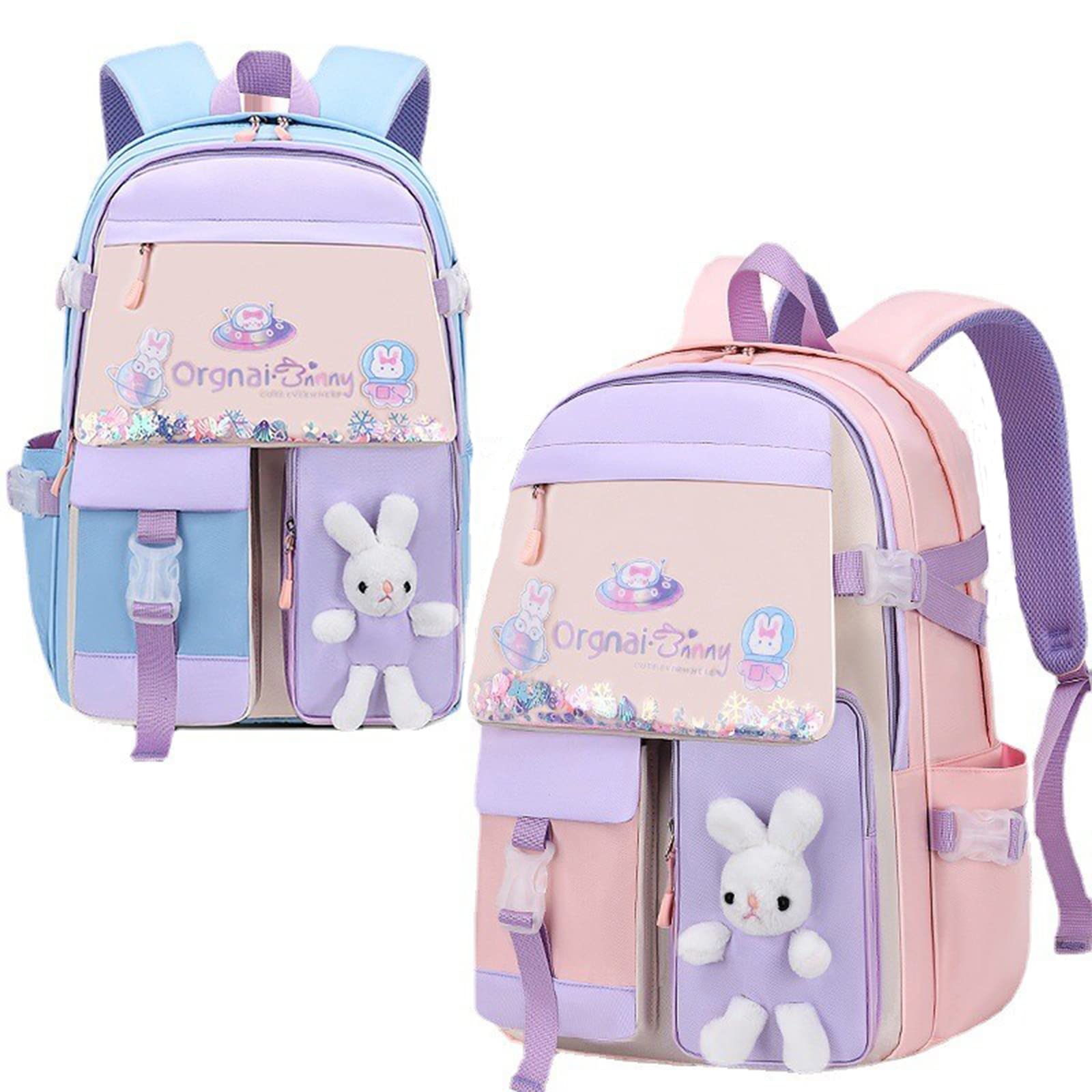 Lvswebe Girls Cute Bunny Backpack Kawaii School Bags Waterproof Laptop Backpack Pink Medium