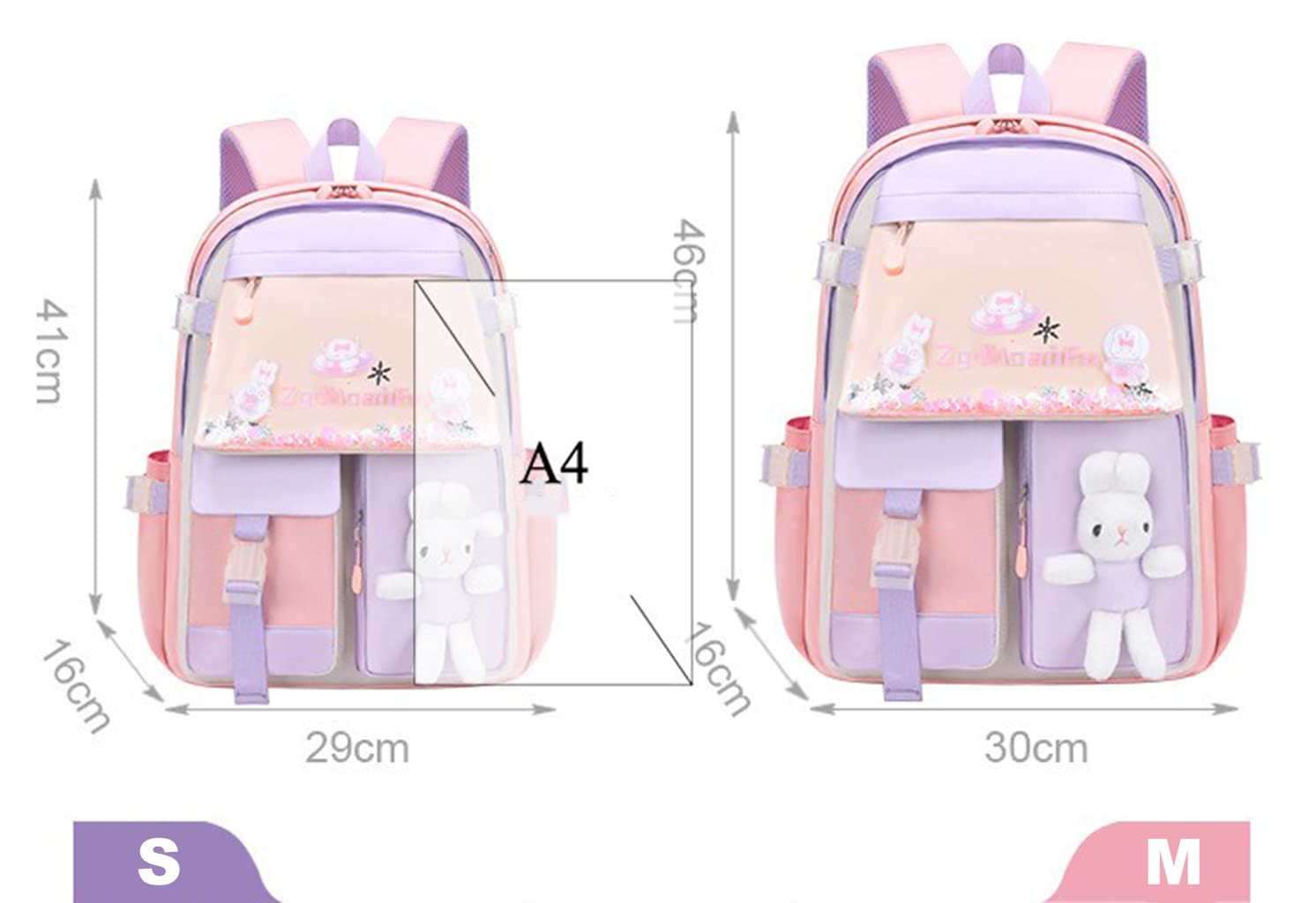 Lvswebe Girls Cute Bunny Backpack Kawaii School Bags Waterproof Laptop Backpack Pink Medium