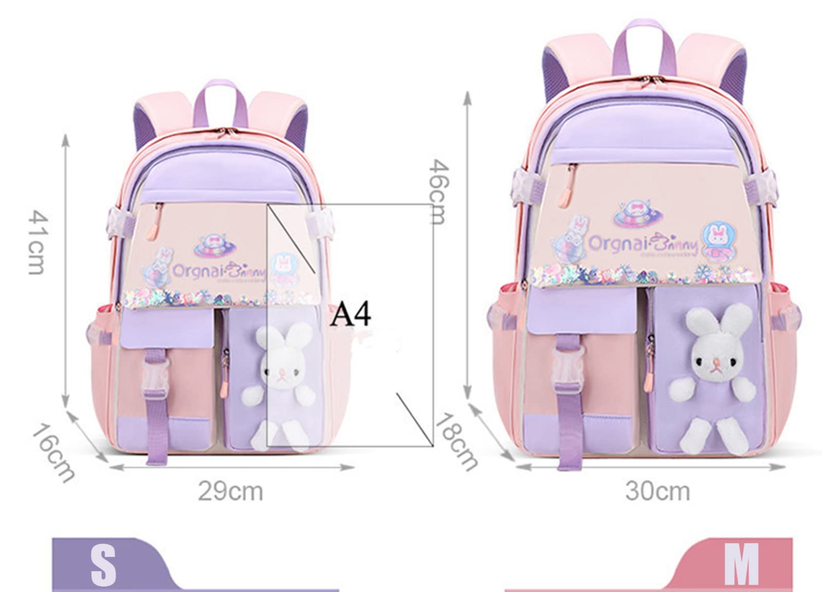 Lvswebe Girls Cute Bunny Backpack Kawaii School Bags Waterproof Laptop Backpack Pink Medium