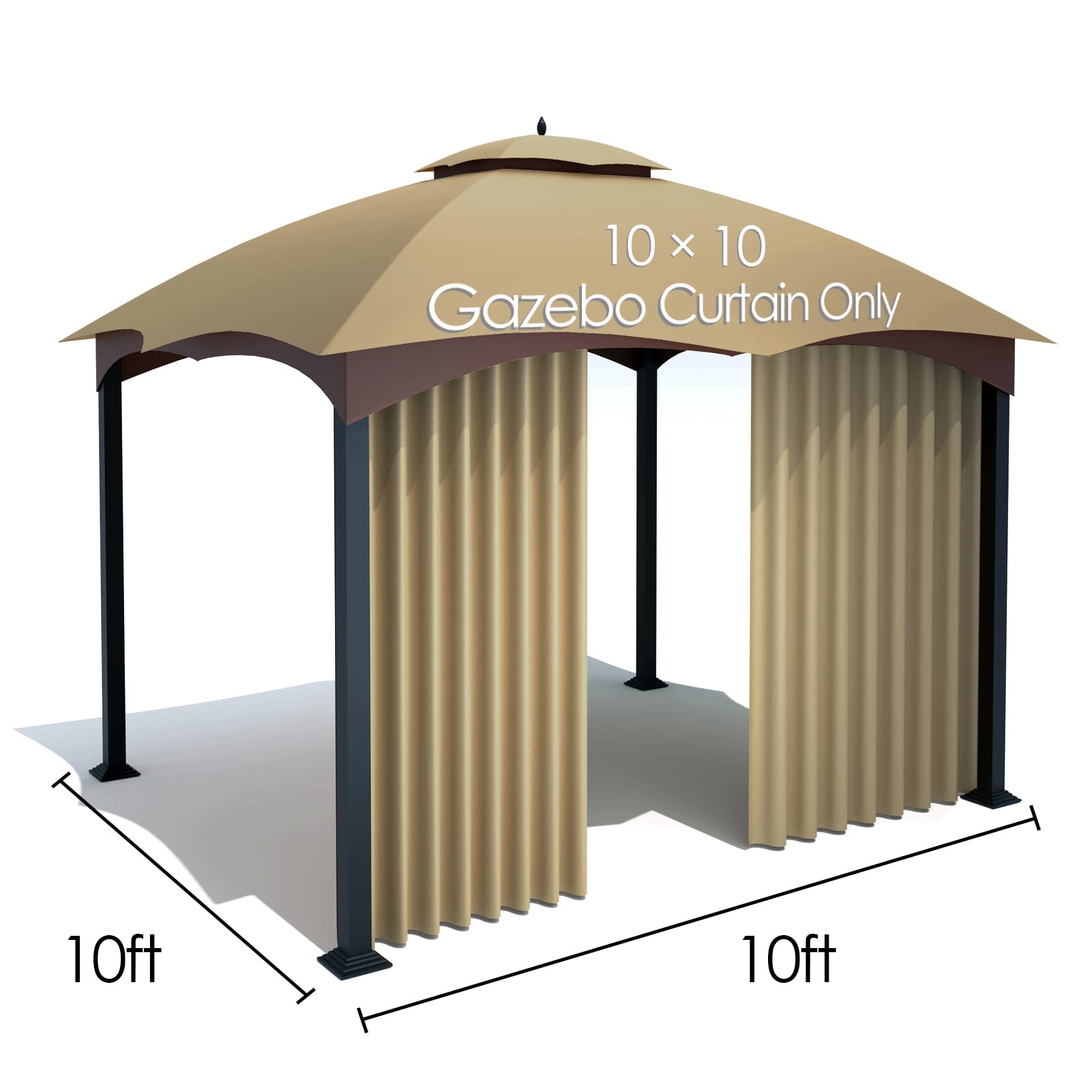 Tanxianzhe Gazebo Replacement Privacy Curtain 10' x 10'+Tanxianzhe 5FT x 8FT Grill Gazebo Shelter Replacement Canopy Cover Double Tiered BBQ Roof Top