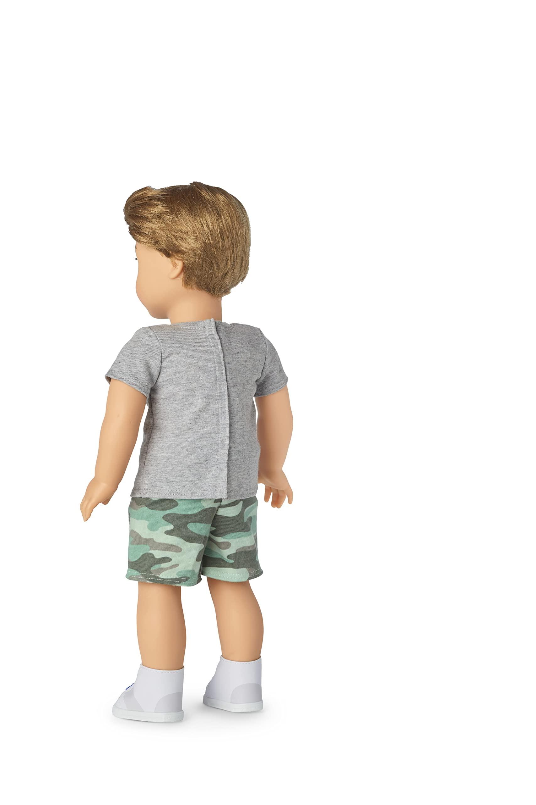 American Girl Truly Me 18-inch Doll #104 with Blue Eyes, Caramel Hair, Light Skin, Camo Shorts and Gray T-shirt, For Ages 6+