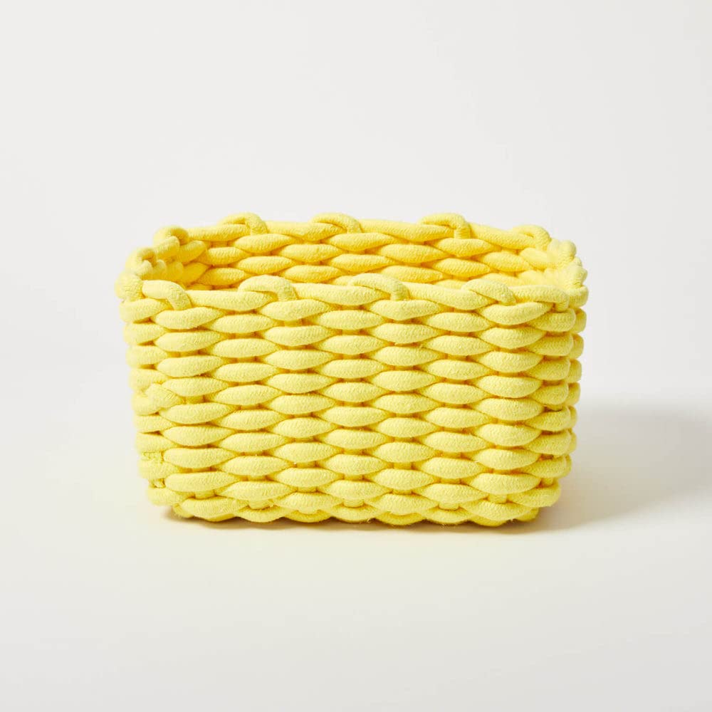 Dormify Small Chunky Knit Basket Yellow | Compact & Lightweight Storage | Durable Basket | Knitted Design | Versatile Storage Solution | Dorm & Bedroom Essential