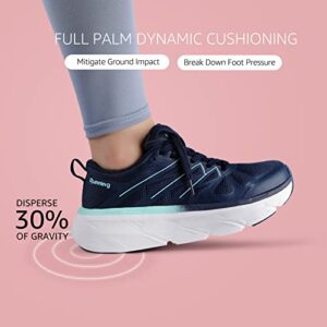 STQ Orthopedic Shoes, Plantar Fasciitis Shoes for Women, Arch Support Fashion Sneaker with Lace Up Design, Comfortable Walking Shoes for Heel and Foot Pain Relief Navy Teal Size 7.5