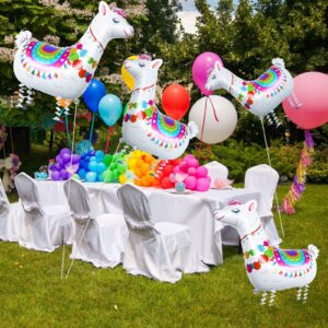 6 Pcs Walking Llama Animal Balloons Self Standing Lovely White Alpaca Llama Foil Balloons for Mexican Fiesta Themed Party Children Birthday Party Baby Shower Wedding Party Decorations