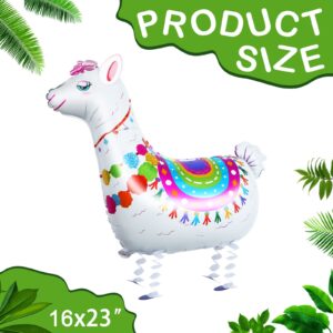 6 Pcs Walking Llama Animal Balloons Self Standing Lovely White Alpaca Llama Foil Balloons for Mexican Fiesta Themed Party Children Birthday Party Baby Shower Wedding Party Decorations