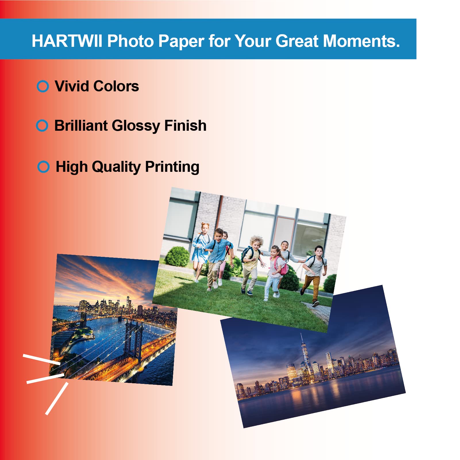 HARTWII 220 Sheets Inkjet Glossy Thin Paper 8.5x11 inch 30lb 120gsm A4 Letter Size For Brochure Printing, Custom Chip Bag Party Favors, Suitable for All Dye Ink HP001