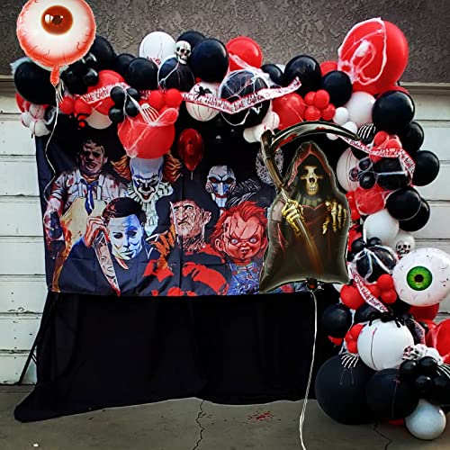 Felice Arts Halloween Blood Splatter Balloon Arch Garland Kit White Red Black Balloons with Red Blood Eye and Demon Foil Balloons for Birthday Vampire Haunted House Halloween Party Supplies