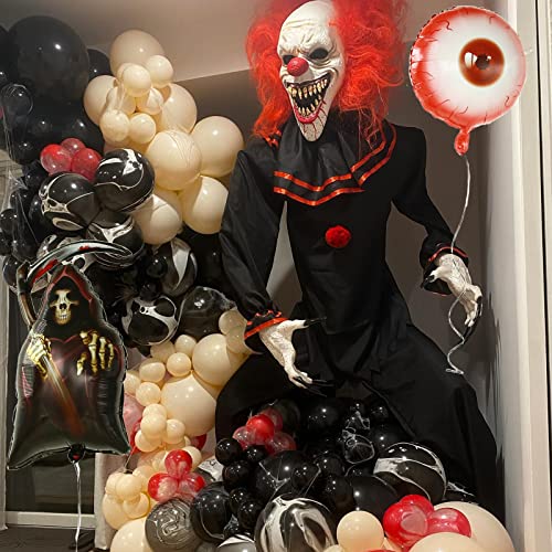 Felice Arts Halloween Blood Splatter Balloon Arch Garland Kit White Red Black Balloons with Red Blood Eye and Demon Foil Balloons for Birthday Vampire Haunted House Halloween Party Supplies