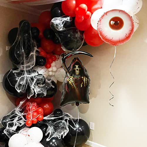 Felice Arts Halloween Blood Splatter Balloon Arch Garland Kit White Red Black Balloons with Red Blood Eye and Demon Foil Balloons for Birthday Vampire Haunted House Halloween Party Supplies