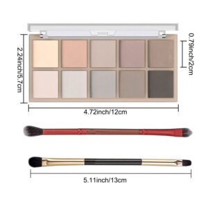 Topcent Sweet Mint 10 Colors Eyeshadow Palette, 2Pcs Smooth Matte Eyeshadow Makeup Palette, High Pigmented, Blendable Long Lasting Neutral Eye Palette with Professional Eyeshadow Brush (04and05)