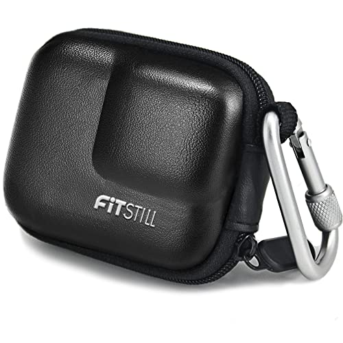 FiTSTILL Black PU Mini Carrying Case for Go Pro Hero 12/11/10/9/8/7/(2018)/6/5 Black,Hard Shell Travel Storage Case for DJI Osmo Action,AKASO,Campark,YI Action Camera and More