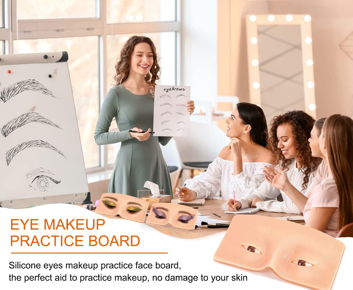 Makeup Practice Face Board, 3D Reusable Makeup Mannequin Face Eyeshadow Mannequin, Make up Practice Face with Makeup Kit for Professional Makeup Artists Students and Beginners to Practice Eyes Makeup