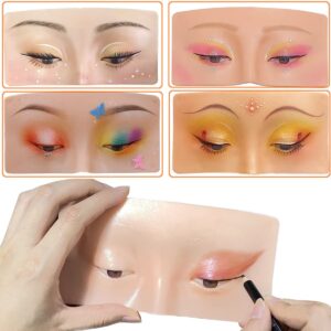 Makeup Practice Face Board, 3D Reusable Makeup Mannequin Face Eyeshadow Mannequin, Make up Practice Face with Makeup Kit for Professional Makeup Artists Students and Beginners to Practice Eyes Makeup