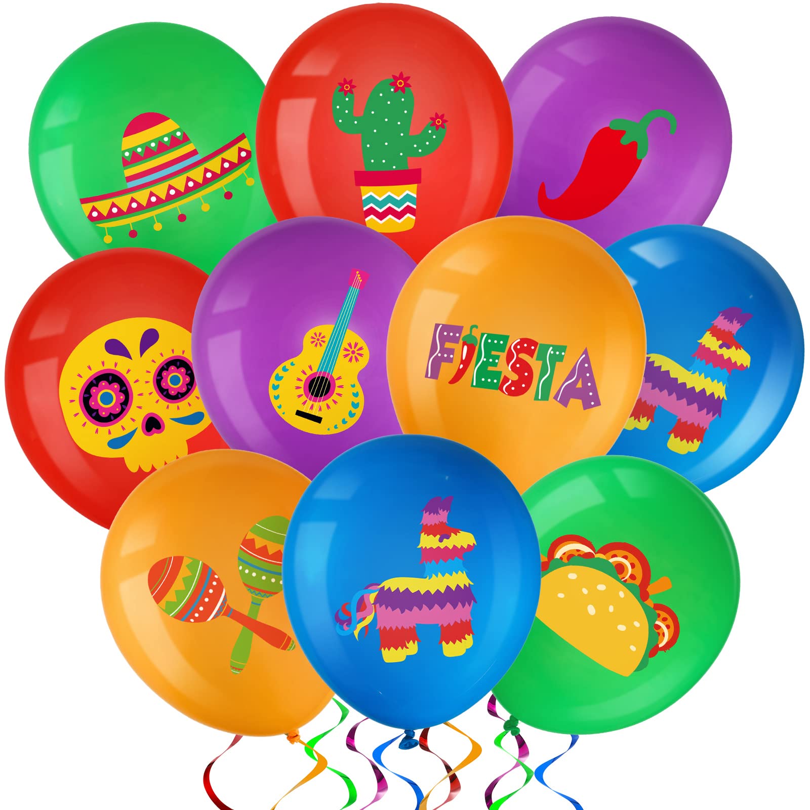 45Pcs Fiesta Balloons Mexican Party Balloons Fiesta Taco Balloons Cinco De Mayo Balloons Mexican Carnivals Festivals Decoration for Mexico Fiesta, Cinco De Mayo Taco, Wedding, Birthday Party Supplies