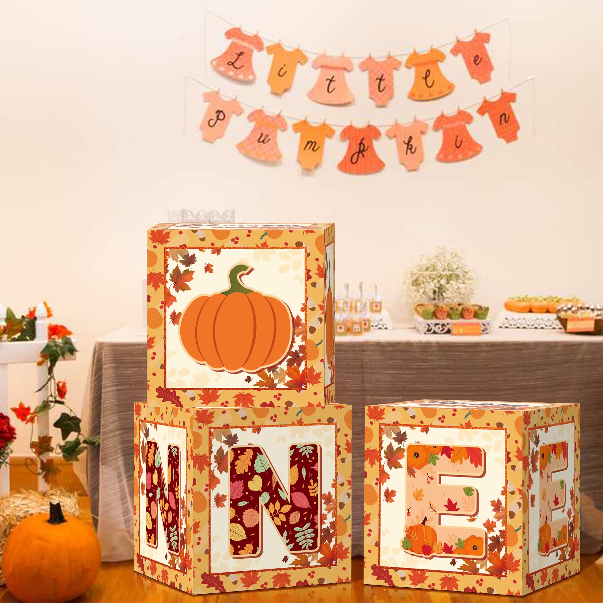 Little Pumpkin 1st Birthday Fall Decorations Balloon Boxes,3pcs One Boxes in Fall Little Pumpkin Theme for First Birthday Baby Party Decorations Supplies