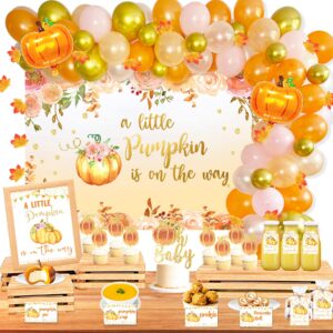 little pumpkin baby shower decorations, little pumpkin party decorations for rustic fall autumn baby shower party supplies, halloween thanksgiving baby shower decor，a little pumpkin is on the way