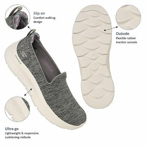 Skechers Women's GO Walk Flex-Clever View Sneaker, Gray, 7.5