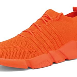 GSLMOLN Mens's Women's Gym Shoes Knitted Fashion Slip on Sneakers Lightweight Breathable Athletic Shoes Fashin Tennis Sport Shoes Orange M 10.5/W 12.5