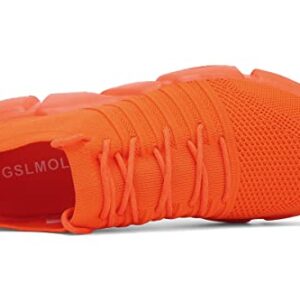 GSLMOLN Mens's Women's Gym Shoes Knitted Fashion Slip on Sneakers Lightweight Breathable Athletic Shoes Fashin Tennis Sport Shoes Orange M 10.5/W 12.5