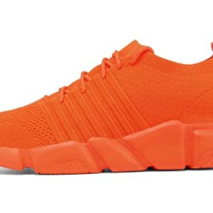 GSLMOLN Mens's Women's Gym Shoes Knitted Fashion Slip on Sneakers Lightweight Breathable Athletic Shoes Fashin Tennis Sport Shoes Orange M 10.5/W 12.5