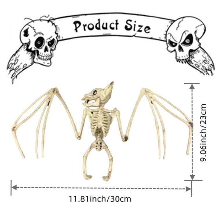 Aweilan Halloween Animal Skeleton,Horrible Bat Skeleton Simulation Bat Model Vivid Bat Bone for Yard Garden Lawn Patio Halloween Party Favors Decor, 2pcs