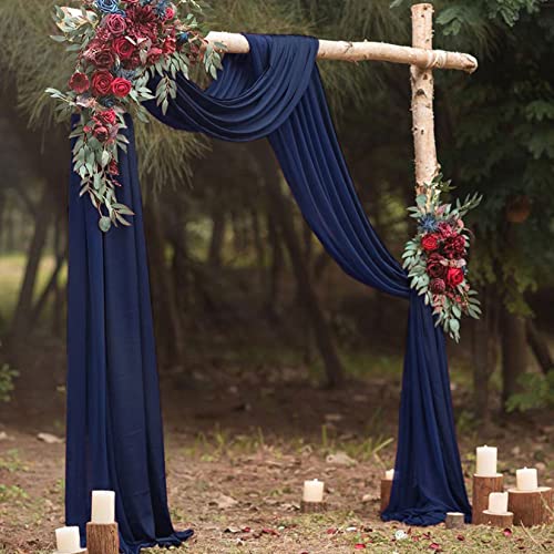 Wedding Arch Draping Fabric Chiffon Fabric Navy Blue Drapery 2 Panels 6 Yards Sheer Ceiling Drapes Chiffon Backdrop Curtains for Parties Wedding Ceremony Reception Arbor Curtains Swag Decorations