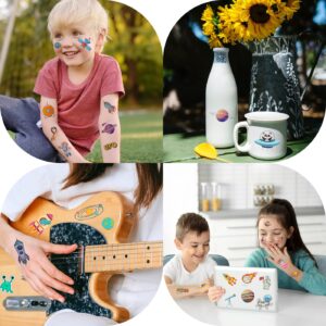 120+ Pieces Space Temporary Tattoos for Kids, 24 Sheets Planet Birthday Party Decoration, Rocketship Universe Sun Moon Tattoos Sticker for Children Boys Party Favors Supplies