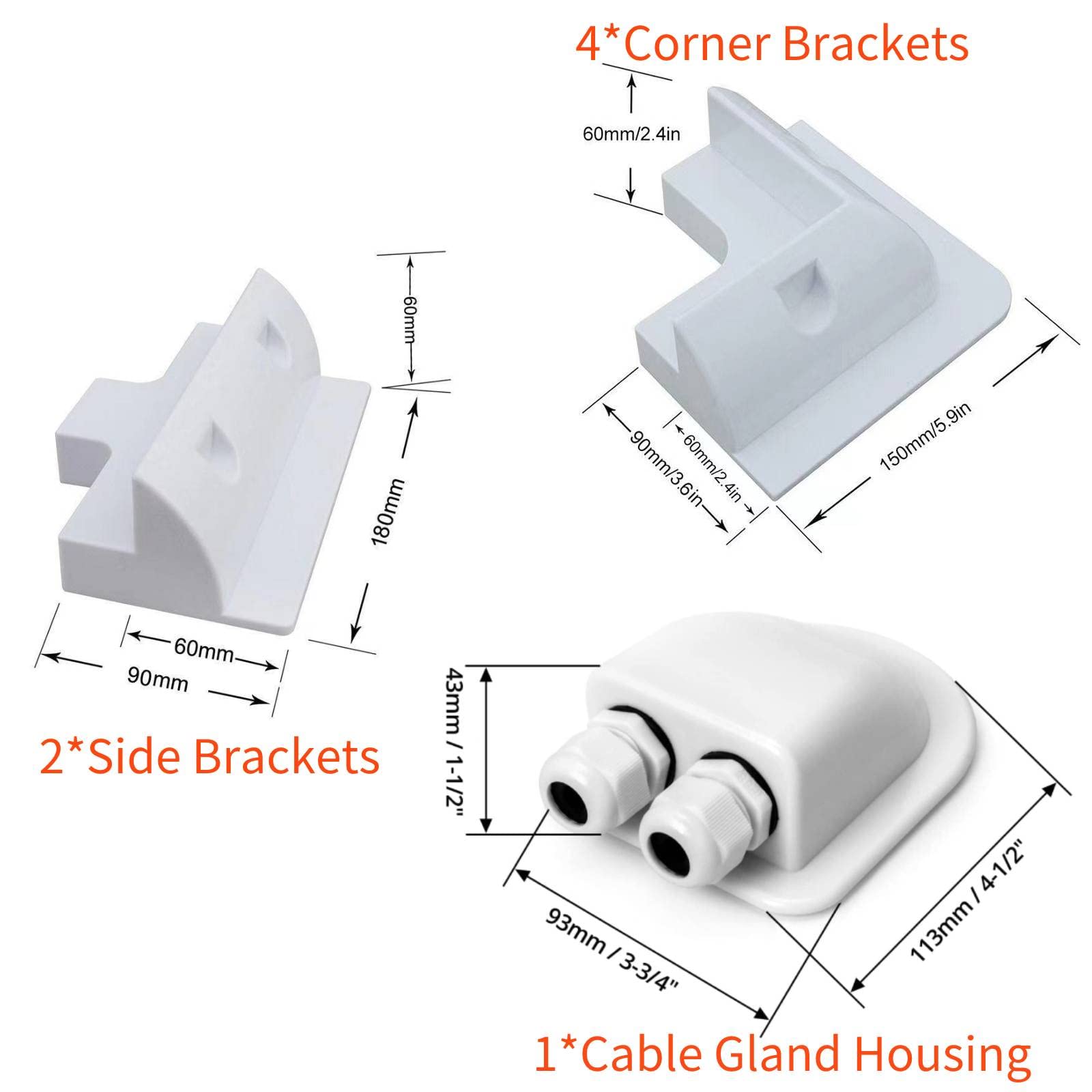 Qihengzhijia 10PCS Solar Cable Entry Gland Box,ABS Solar Panel Mounting Brackets Kit, 1 Automatic Wire Stripper, 14AWG Solar Extension Cable for RV, Boats, Caravans