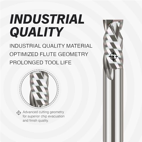 ZahyoX Up Down Compression Spiral CNC Bit, Solid Carbide Straight Router Bit, 1/2" Cutting Dia, 1/2" Shank, 1-1/4" Cutting Length, 3" Overall Length, CNC Router Bits, CNC End Mill