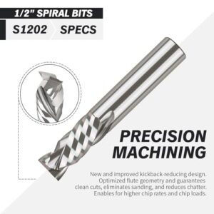 ZahyoX Up Down Compression Spiral CNC Bit, Solid Carbide Straight Router Bit, 1/2" Cutting Dia, 1/2" Shank, 1-1/4" Cutting Length, 3" Overall Length, CNC Router Bits, CNC End Mill