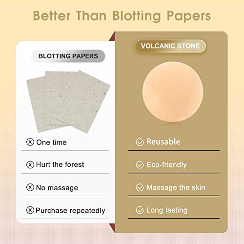 Oil Control On The Go, Oil Absorbing Volcanic Roller with Two Replaceable Volcanic Ball and Cleaning Sponge, Reusable Portable Oil Control Roller, Oil Control Blotting Tool