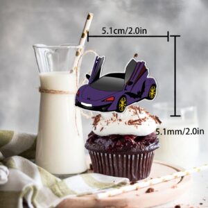 18pcs Glitter Race Car Dessert Cupcake Topper Racing Car Rider Theme Decor Supplies Baby Shower Boy Girl Happy Birthday Party Decorations