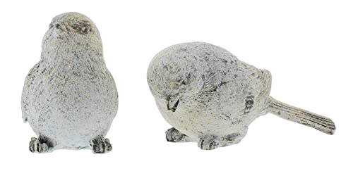 The Bridge Collection Distressed Grey-White Bird Figurine Set, 2-Piece