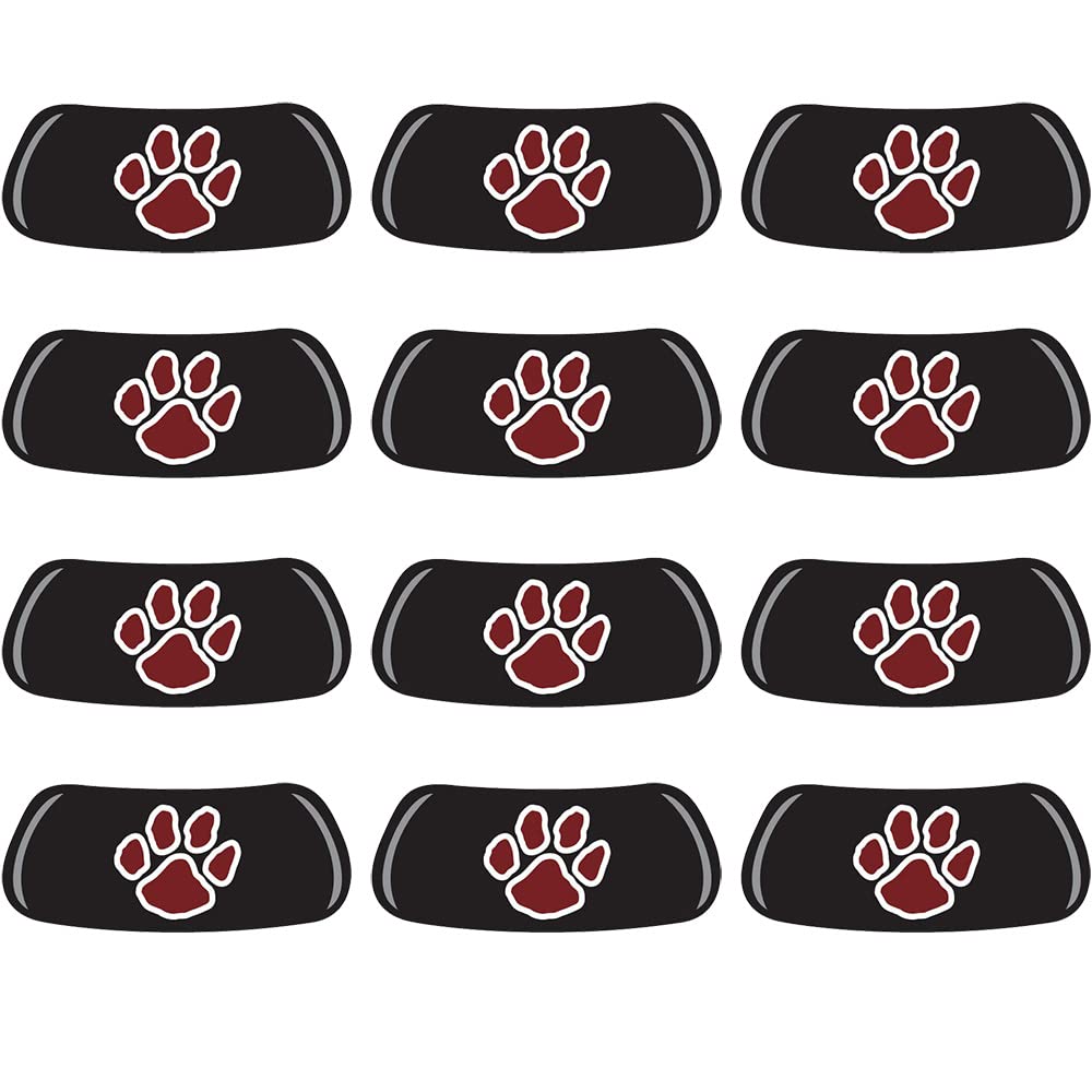 Anderson's Maroon Paw with White Outline EyeBlacks, 12 Pairs per Package, School Spirit, Face Stickers, Sports Fan Gear, Football Cheerleader Accessories, Homecoming