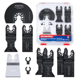 workpro oscillating saw blades, quick release multitool blades for cutting wood metal plastic, universal tool blades fit dewalt worx milwaukee black&decker rockwell makita fein craftsman(10pc)