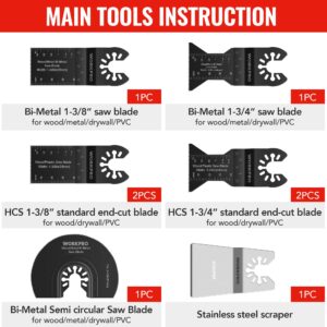 WORKPRO Oscillating Saw Blades, Quick Release Multitool Blades for Cutting Wood Metal Plastic, Universal Tool Blades Fit Dewalt Worx Milwaukee Black&Decker Rockwell Makita Fein Craftsman(10PC)