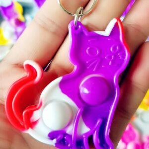 (Students Gift)24 Packs Bulk Small Cat Mini Pop Key chain，Birthday gift Party Favors Supplies,for boy and girl Student award gift