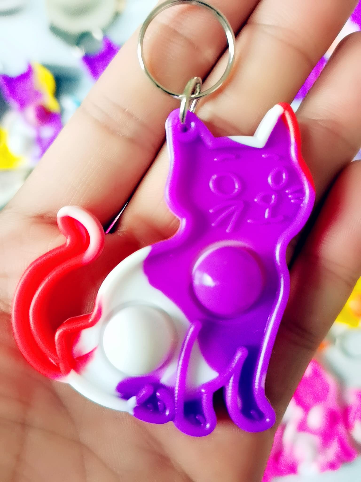 (Students Gift)24 Packs Bulk Small Cat Mini Pop Key chain，Birthday gift Party Favors Supplies,for boy and girl Student award gift