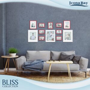 Icona Bay 8x10 Picture Frames with Removable Mat for 5x7 Photos (Red, 5 Pack), Modern Style Wood Composite Frames, Table Top or Wall Mount, Bliss Collection