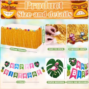 161Pcs Hawaiian Luau Party Decorations Pack, Tropical Beach Themed Summer Pool Party Supplies Including Aloha Backdrop, Flamingo Birthday Banner, Grass Table Skirt, Palm Leaves and Hibiscus, Pineapple