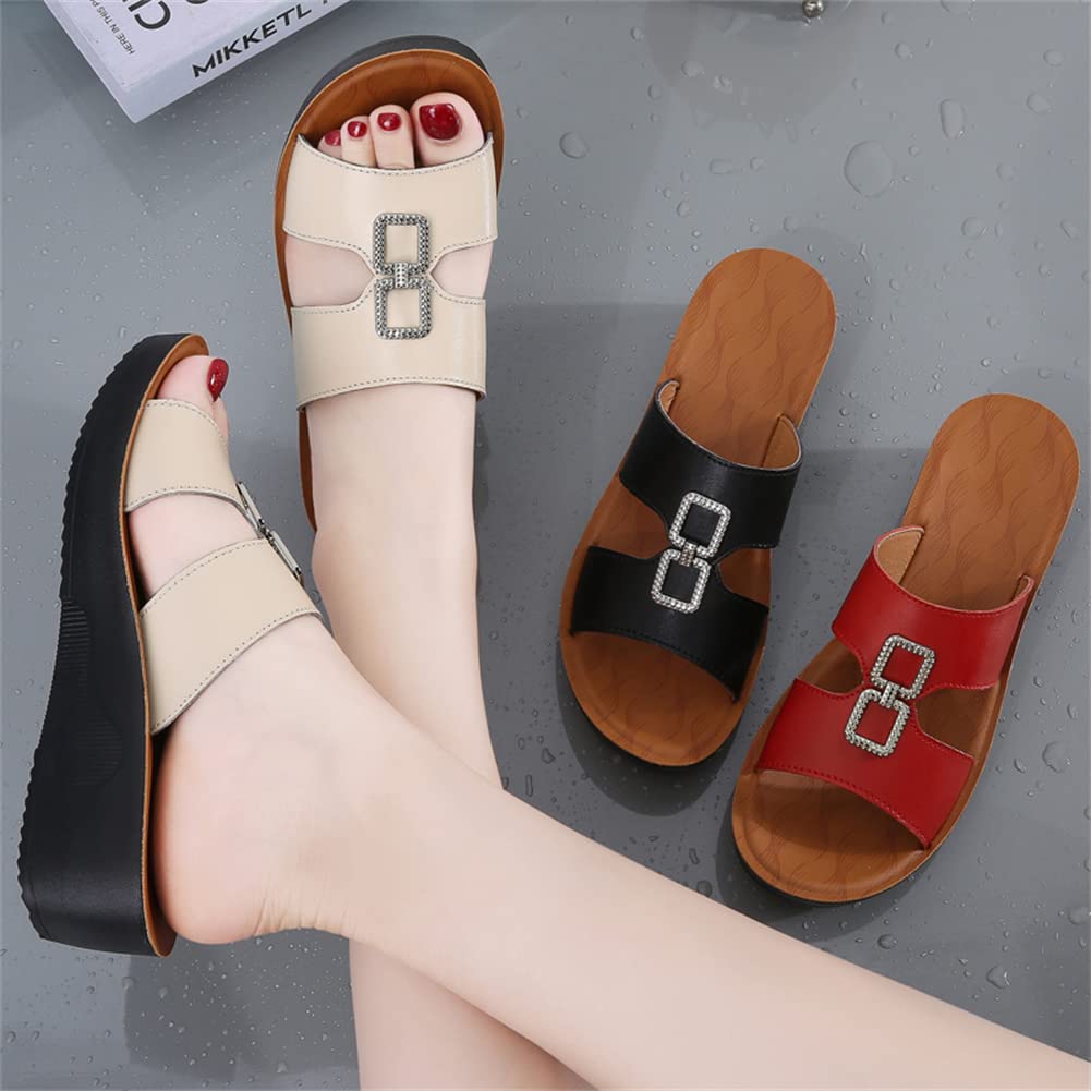 KAEAEILSS Ladies Platform Sandals Casual Fashion Wedge Summer Beach Shoes Comfortable Lightweight Ladies Slippers-Z Shape Ladies Rhinestone Wedge Sandals